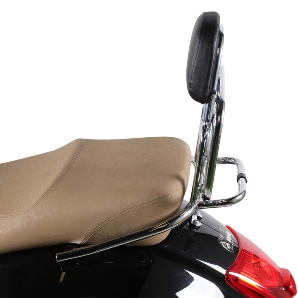 Prima Rear Rack (Backrest, Chrome); Vespa GTS – Primo Scooter Company